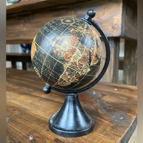 Accents | World Globe Small Globe With Dark Print Map Tabletop ...